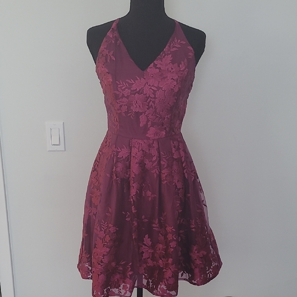 BCX | Dresses | Bcx Burgundy Floral Mini Dress | Poshmark